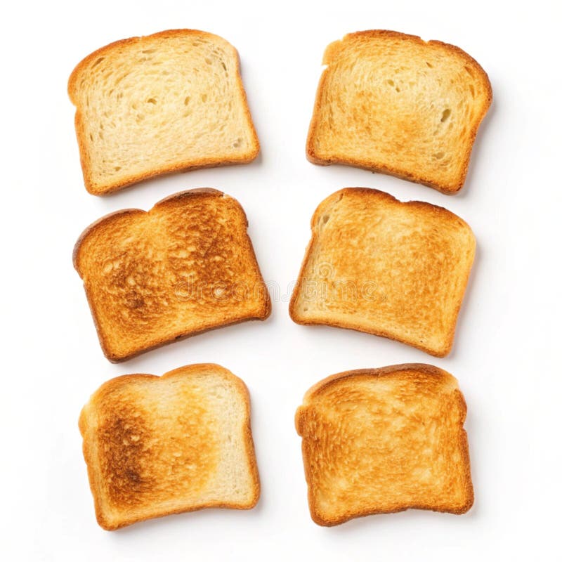 Toasted Bread Slices Isolated on White Background Stock Illustration ...