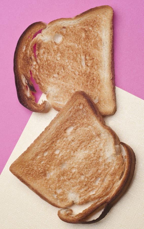 Toasted Bread Toast on Modern Pink and Yellow Stock Image - Image of ...