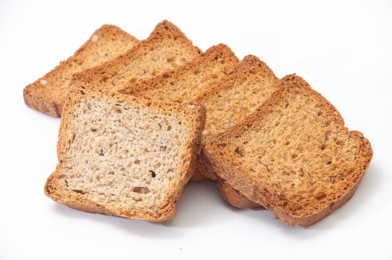 Toasted Bread on a White Background Stock Photo - Image of biscuit ...