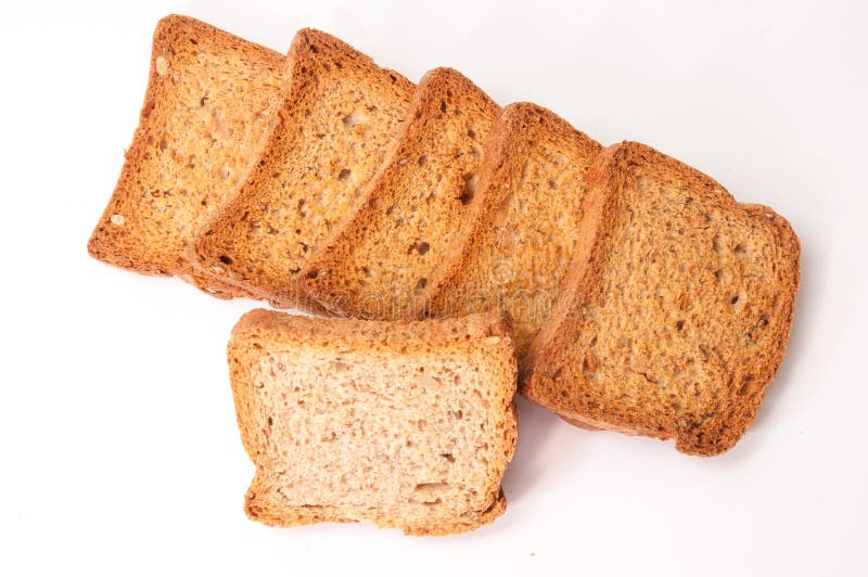 Toasted Bread on a White Background Stock Photo - Image of biscuit ...