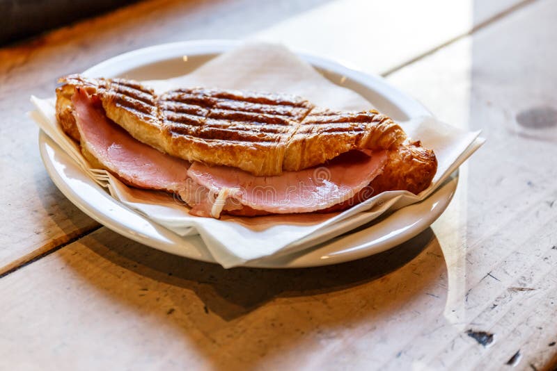 Toasted croissant in cafe stock photo. Image of delicious - 80290252