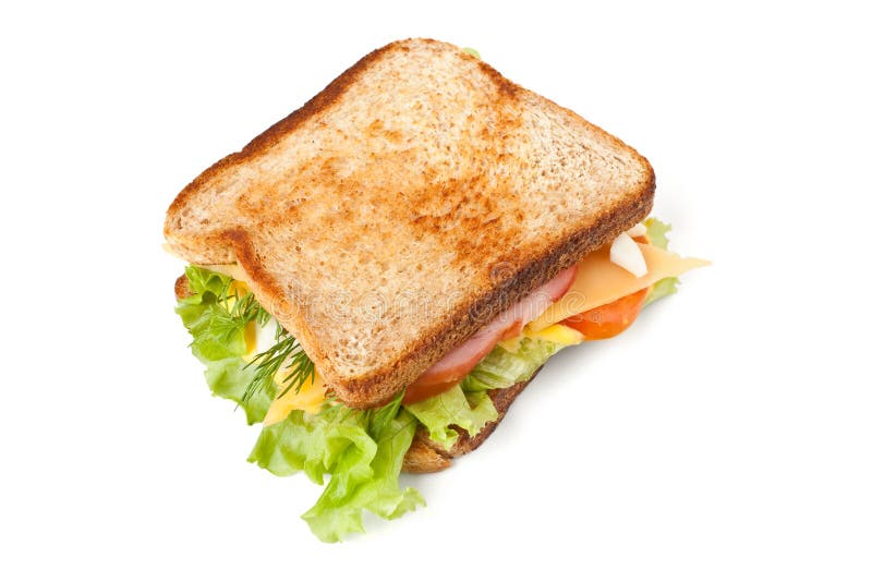 Flying Sandwich Isolated on White Background Stock Photo - Image of ...