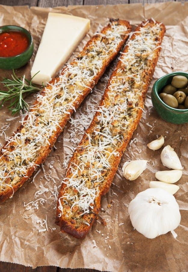 Toasted Garlic Bread with Parmesan Cheese Stock Image - Image of cheese ...