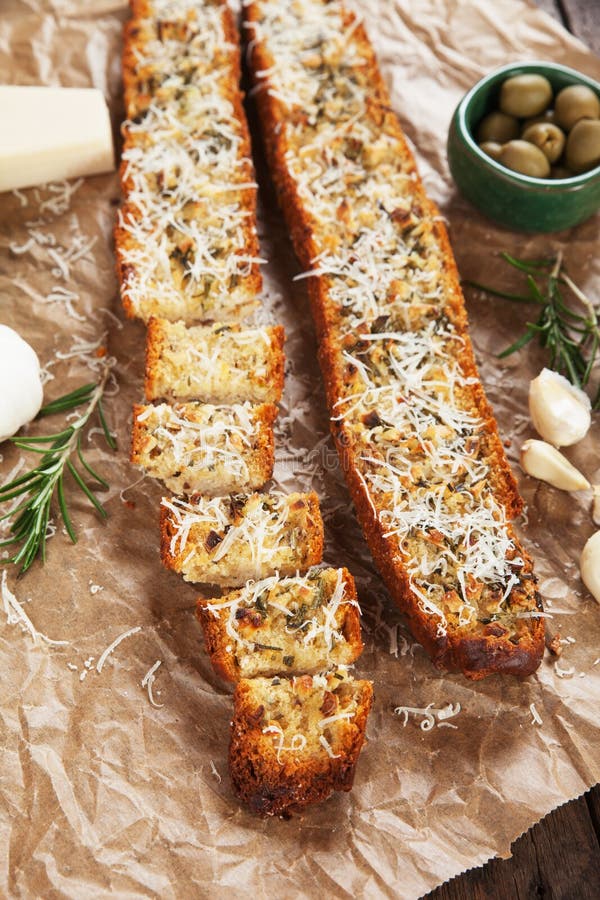 Toasted Garlic Bread with Parmesan Cheese Stock Photo - Image of ...