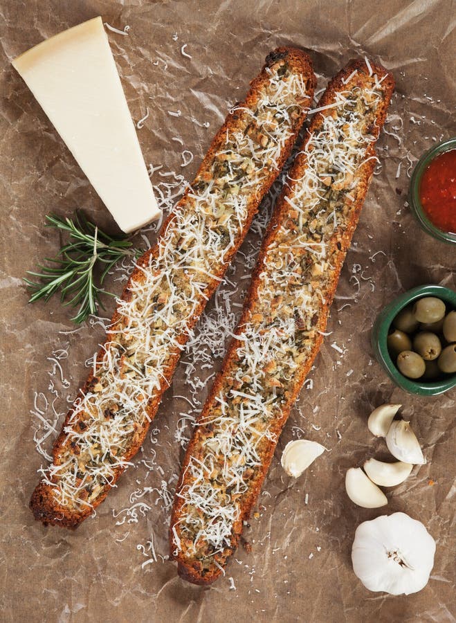 Toasted Garlic Bread with Parmesan Cheese Stock Image - Image of ...