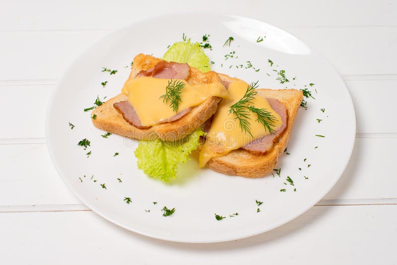 Toasted Ham and Cheese Sandwich Stock Image - Image of closeup ...