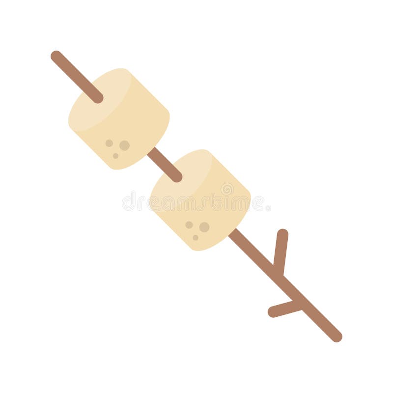 Toasted Marshmallow on Stick. Roasting Marshmallow Isolated on White ...