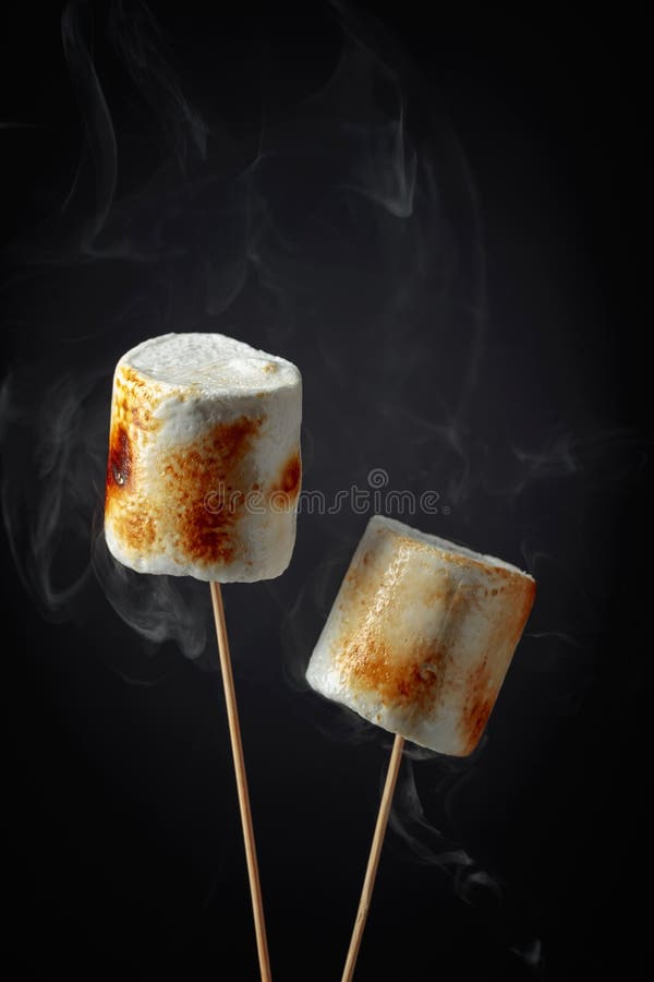 Toasted Marshmallows with Smoke Stock Image - Image of sweet, sticky ...