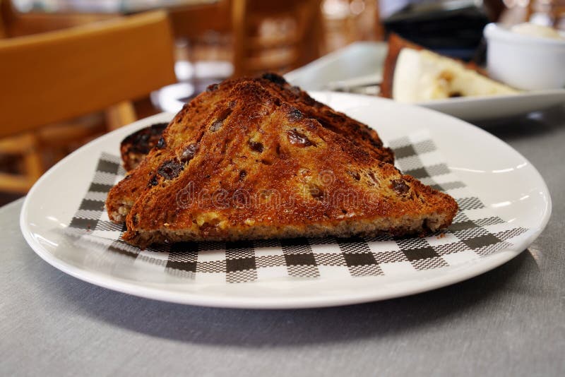 Toasted Raisin Bread stock image. Image of bread, slice - 204779365