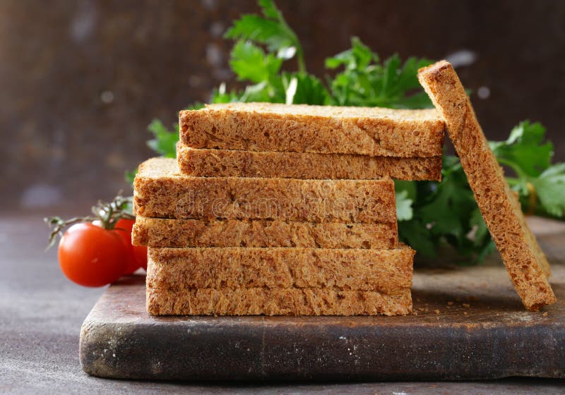 Toasted Rye Bread with Vegetables and Herbs Stock Photo - Image of ...