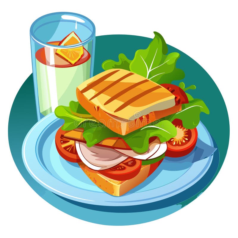Toasted Sandwich with Bacon, Lettuce, Tomatoes on a Plate Water Stock ...