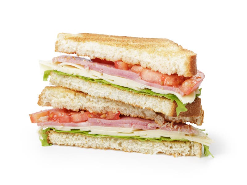 Triangle Sandwich with Ham, Cheese and Vegetables Stock Image - Image ...