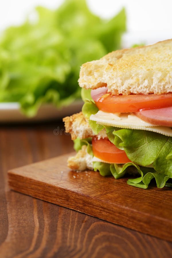 Triangle Sandwich with Ham, Cheese and Vegetables Stock Image - Image ...