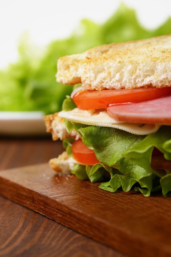 Triangle Sandwich with Ham, Cheese and Vegetables Stock Image - Image ...