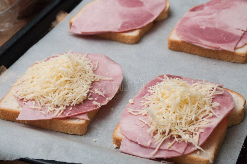 Toasted Sandwiches Preparation Closeup Stock Photo - Image of ...