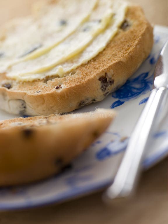 Toasted Tea Cake with Butter Stock Image - Image of cutlery, candied ...