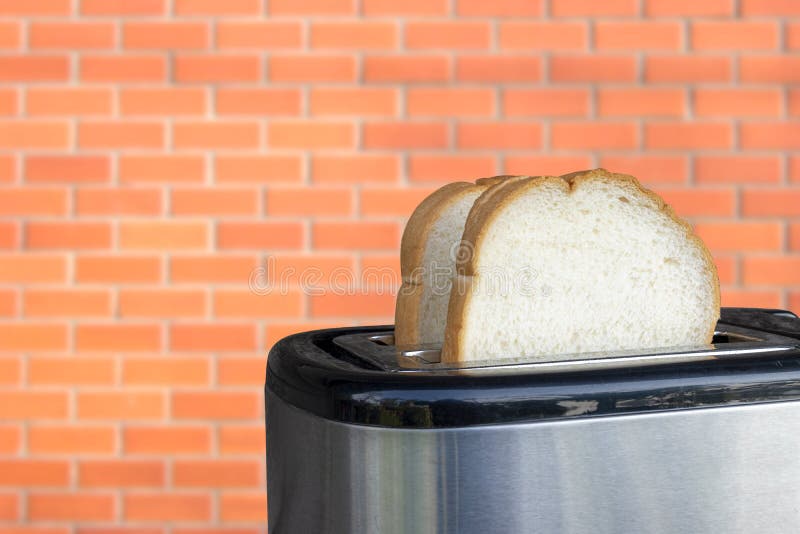 Toaster Bread with Orange Brick Background Stock Image - Image of ...