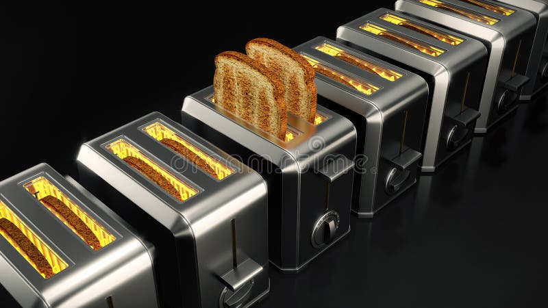 Toaster with bread slices stock illustration. Illustration of diet ...