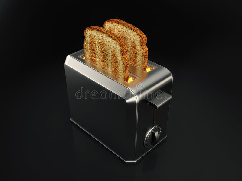 Toaster with bread slices stock illustration. Illustration of modern ...
