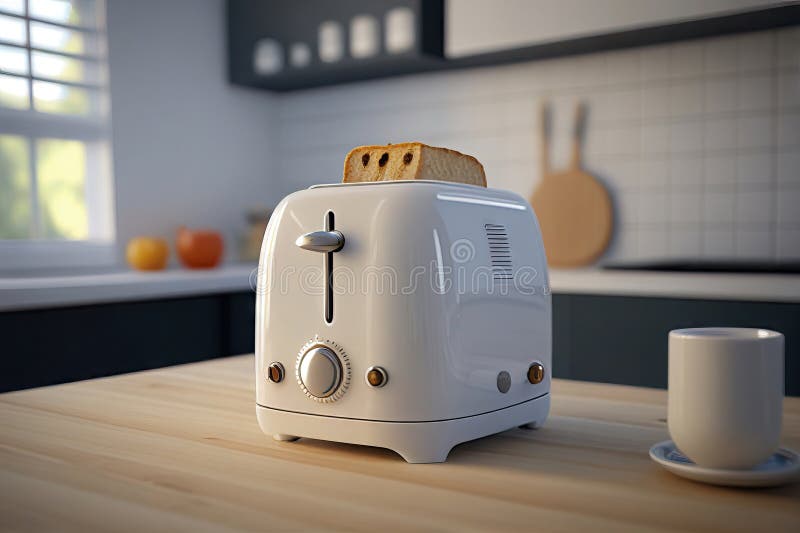Toaster with Dishes and Sandwiches on a Light Kitchen Table ...