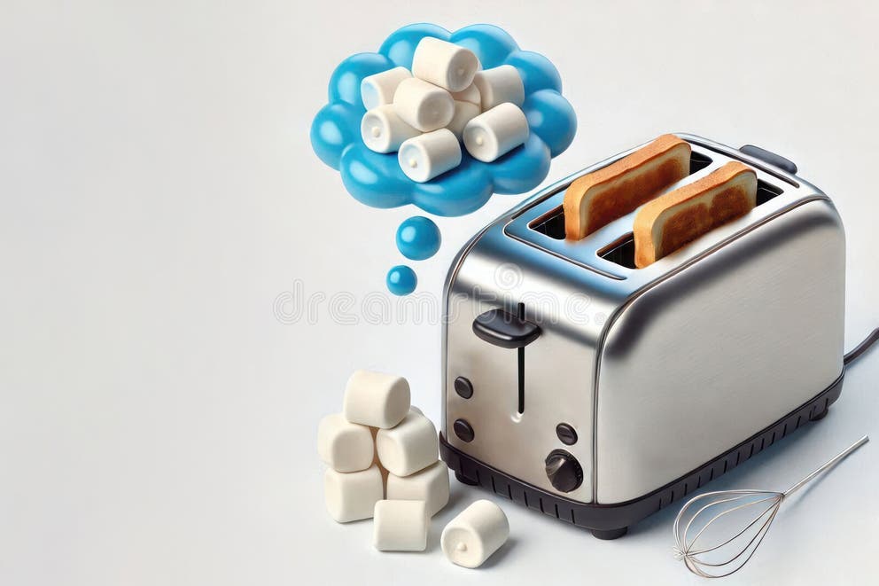 A Toaster with a Dream of Marshmallows and Bread. Space for Text. Stock ...