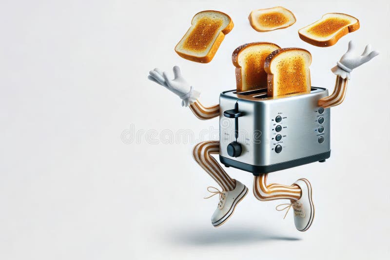 A Toaster with Flying Slices of Bread. Space for Text. Stock Image ...