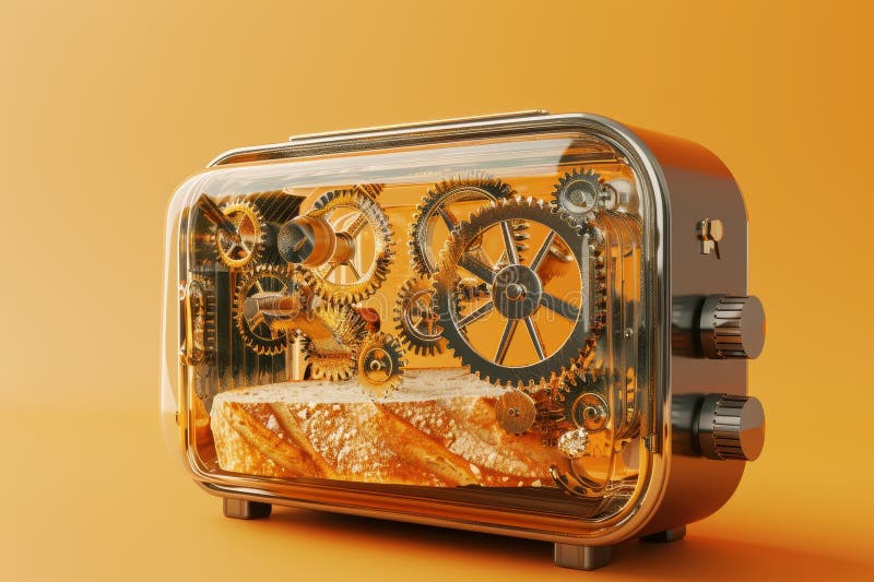 Toaster with Gears and a Bread Inside with Generative AI Stock Photo ...