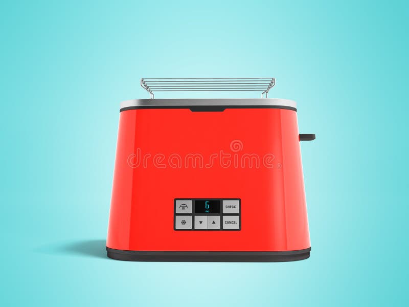 Modern Red Toaster Empty in Front 3d Render on Blue Background W Stock ...