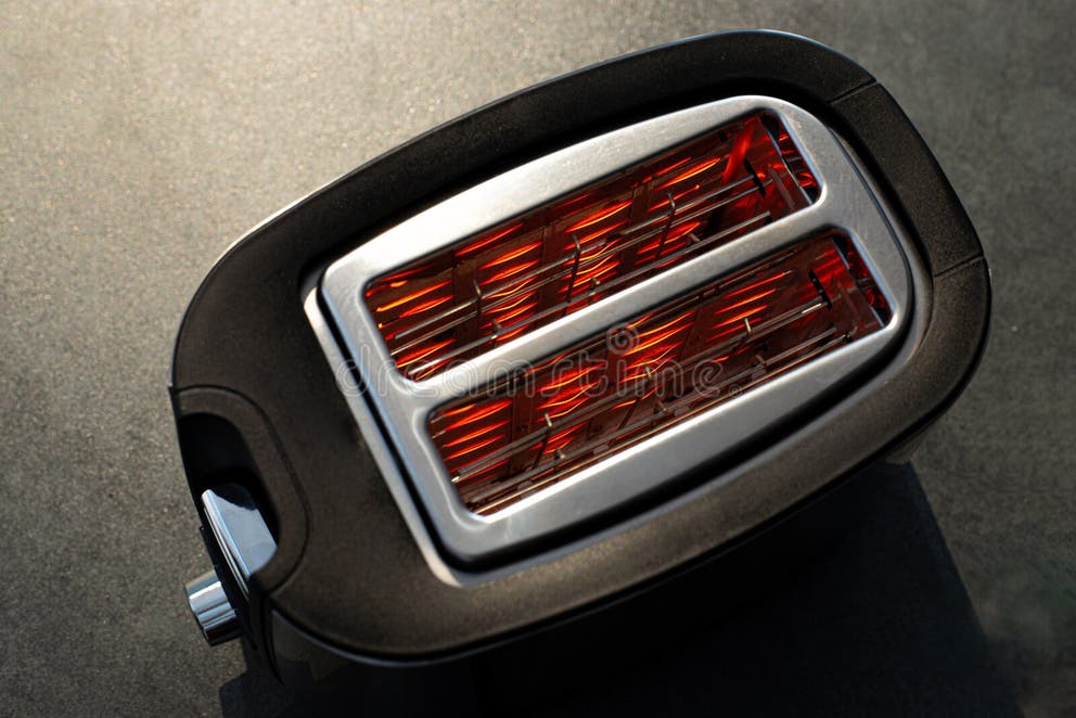 Toaster with Hot Heating Elements. Top View. Close Up. Stock Image ...