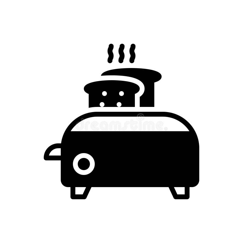 Black Solid Icon for Toaster, Bread and Cooker Stock Illustration ...