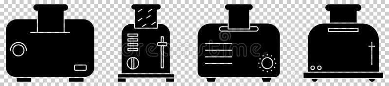 Toaster Icons Set in Flat Style Stock Vector - Illustration of snack ...