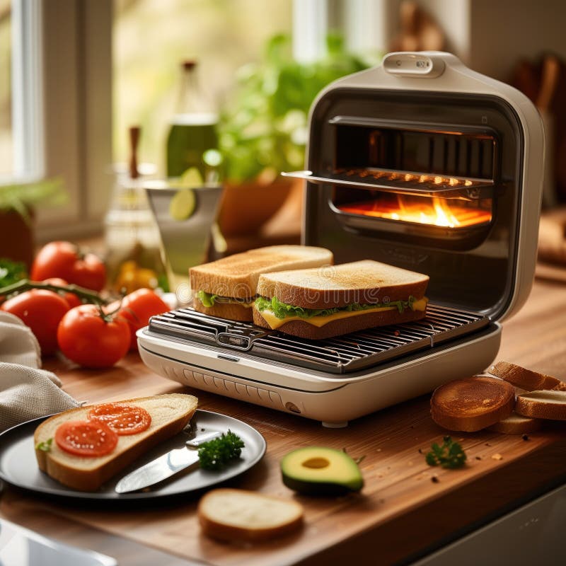 Toaster on Kitchen Table Cooking Stock Illustration - Illustration of ...