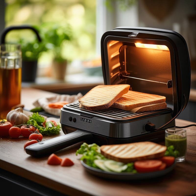 Toaster on Kitchen Table Cooking Stock Illustration - Illustration of ...