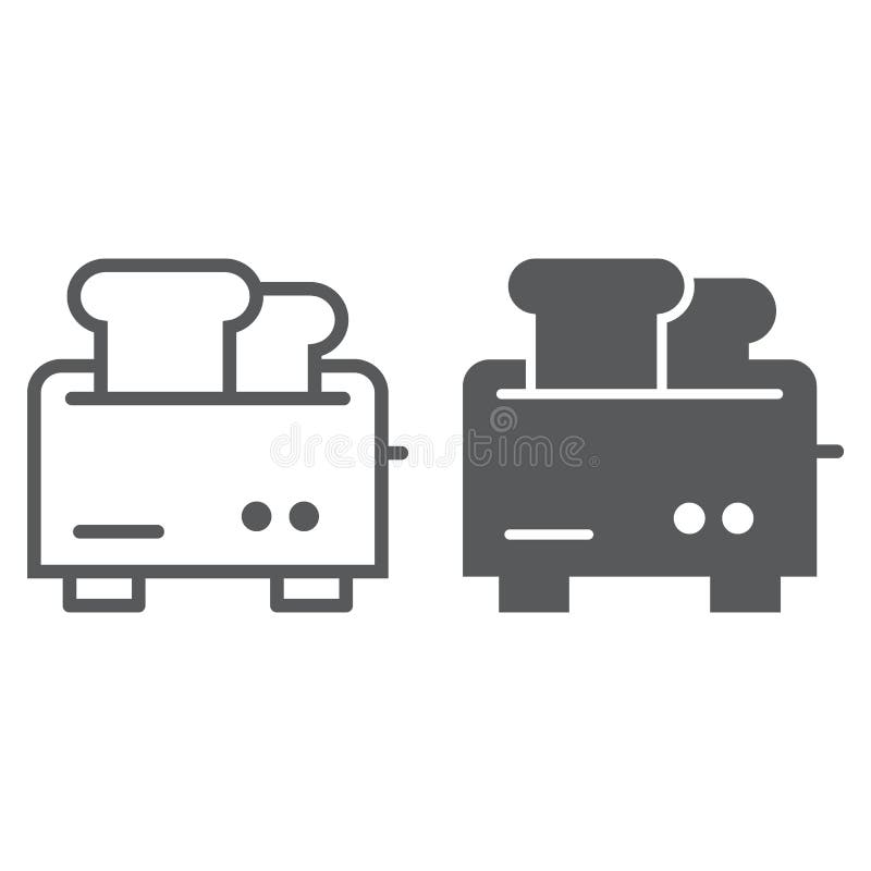 Toaster Line and Glyph Icon, Appliance and Electrical, Kitchenware Sign ...