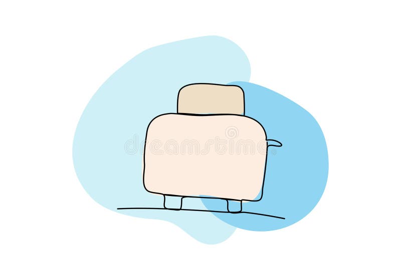 Toaster One Line Drawing Colored with Pastel Colors. Vector ...
