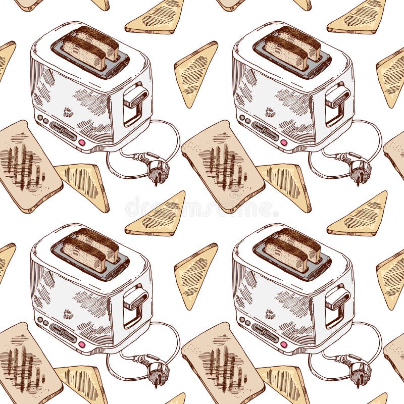 Toaster Sketch Vector Illustration. Hand Drawn Stock Vector ...