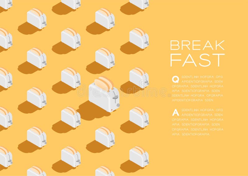 Toaster with Slice Bread 3D Isometric Pattern, Breakfast Bakery Concept ...