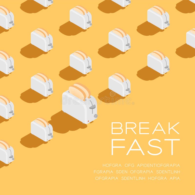 Toaster with Slice Bread 3D Isometric Pattern, Breakfast Bakery Concept ...