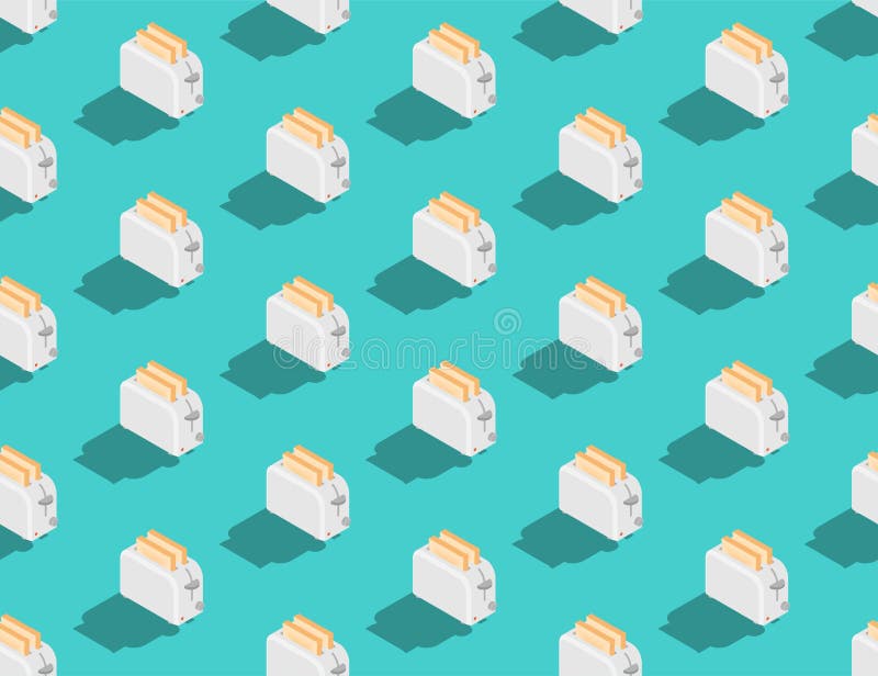 Toaster with Slice Bread 3D Isometric Seamless Pattern, Breakfast ...