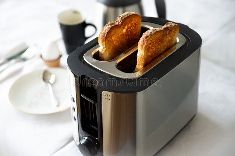 Toaster with 2 Slices of Bread. Stock Photo - Image of delicious ...