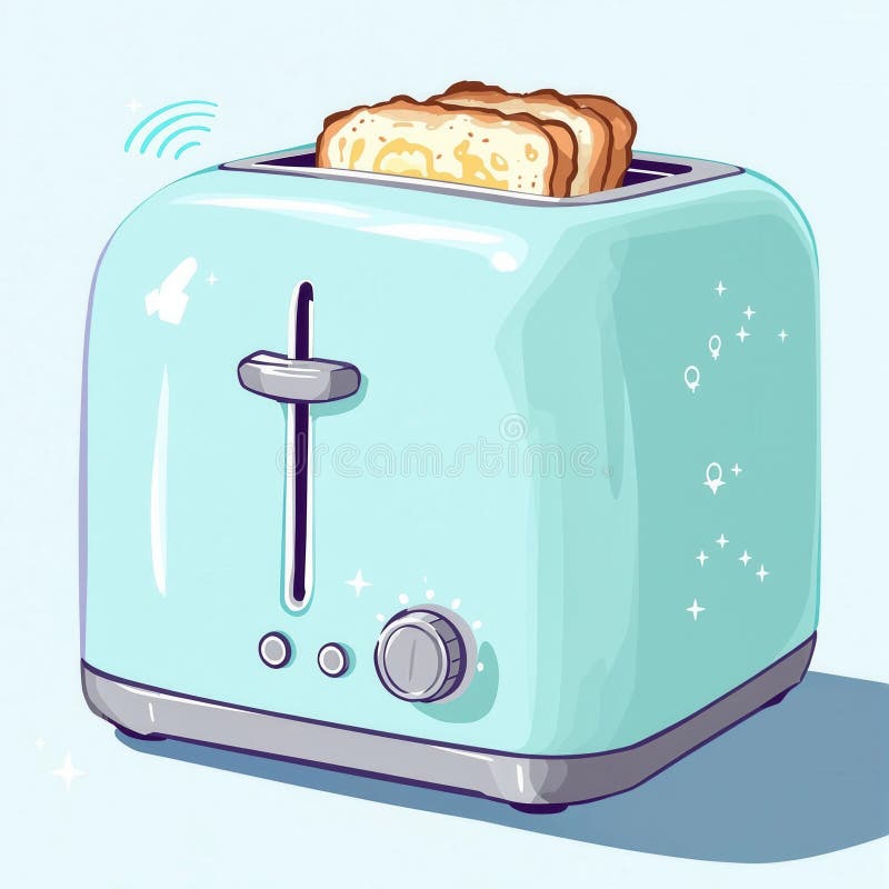 A Toaster with Three Slices of Bread in it Stock Illustration ...