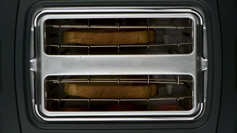 Toaster Toasts Bread Toast To a Burnt Level, Top View, Accelerated Time ...