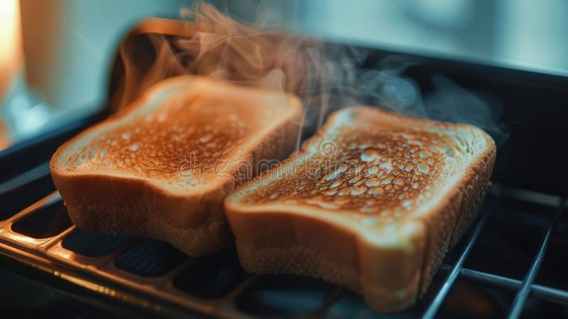 A Toaster with Two Slices of Toasted Bread on Top Stock Image - Image ...