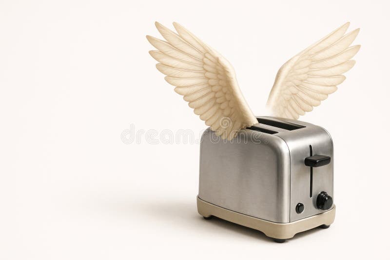 A Toaster with Wings is Ready To Fly. Space for Text. Stock Image ...