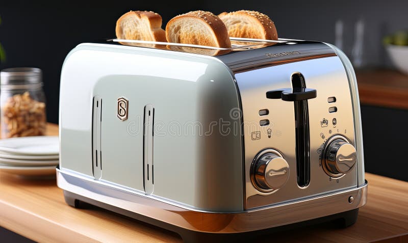 Toaster on Wooden Counter stock photo. Image of morning - 312243688
