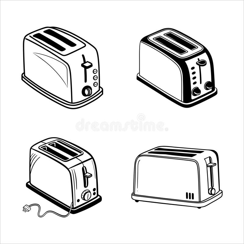 Toasters Icons Silhouettes Vector Illustrations Stock Illustration ...