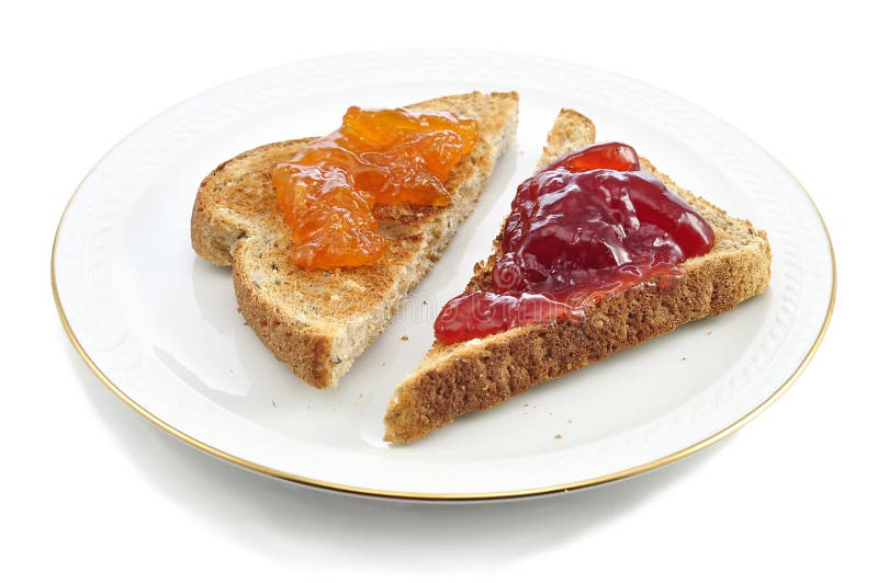 Toast and jam stock image. Image of slice, isolated, background - 7308077