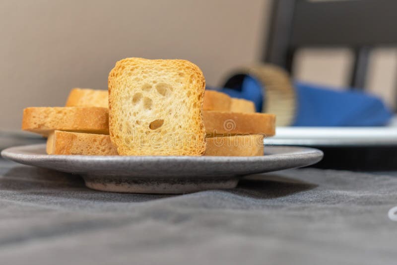 Toasts on a Ceramic Plate Ready for the Aperitif Stock Photo - Image of ...