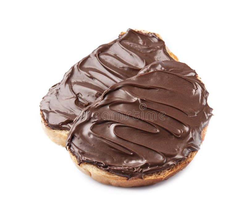 Toasts with Chocolate Paste on White Backgrounds Stock Illustration ...