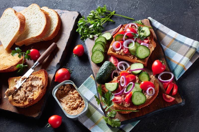 Toasts with Cod Liver Cream, Top View Stock Photo - Image of healthy ...